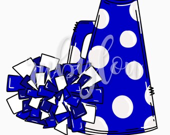 Cheerleader Megaphone Clip Art MANY COLORS Royal Blue Yellow - Etsy