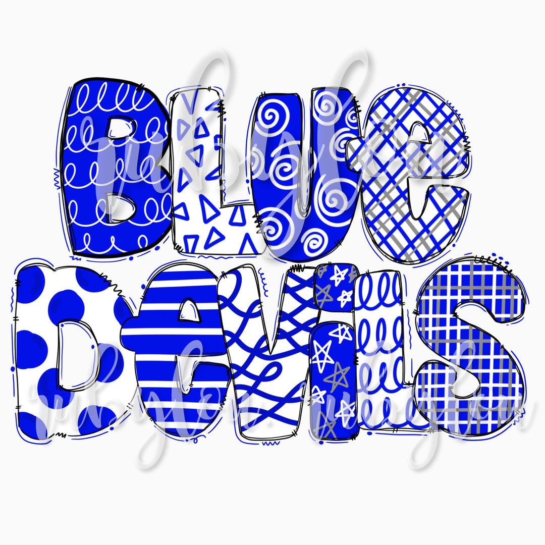 Blue Devils PNG Patchwork Doodle Letters | Digital Download ...