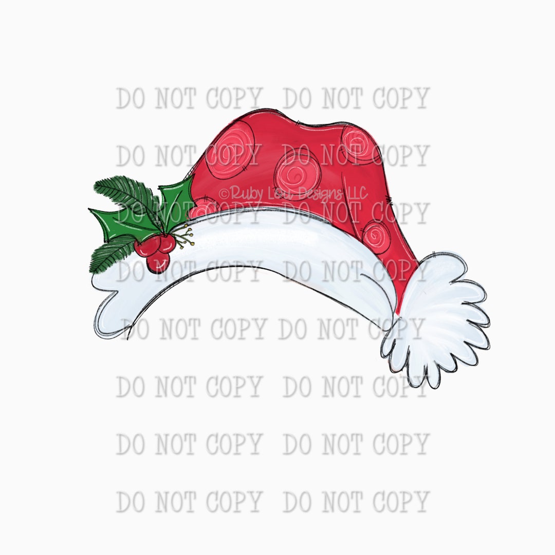 Santa Hat | Hand Drawn Digital Download | Sublimation Design ...