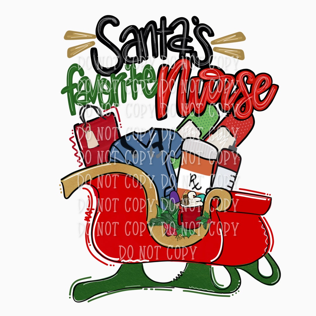 Santa’s Favorite NURSE | Christmas | Hand Drawn Hand Lettered | Digital ...
