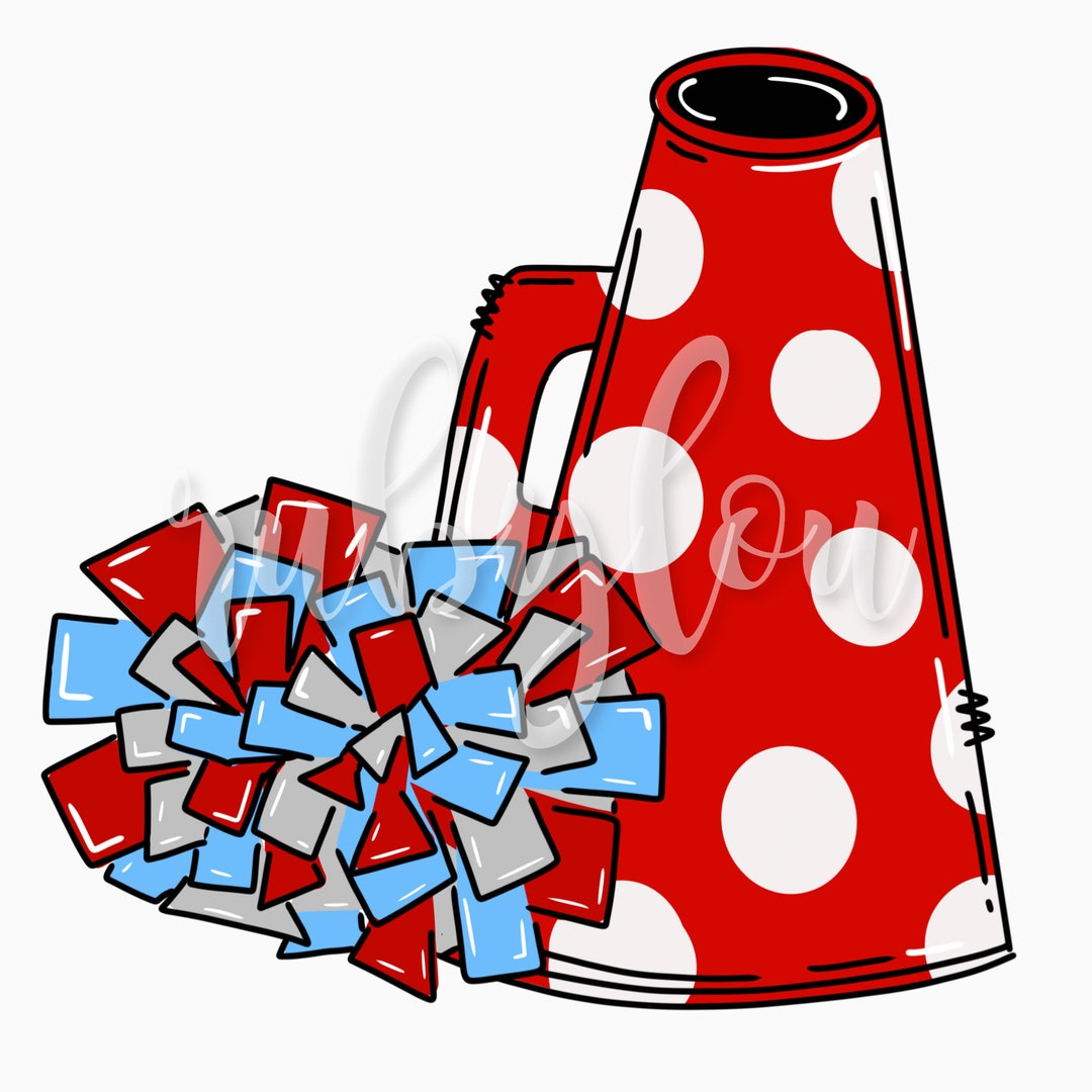 Cheer Poms Megaphone Red Light Blue | Digital Download Cheerleader ...