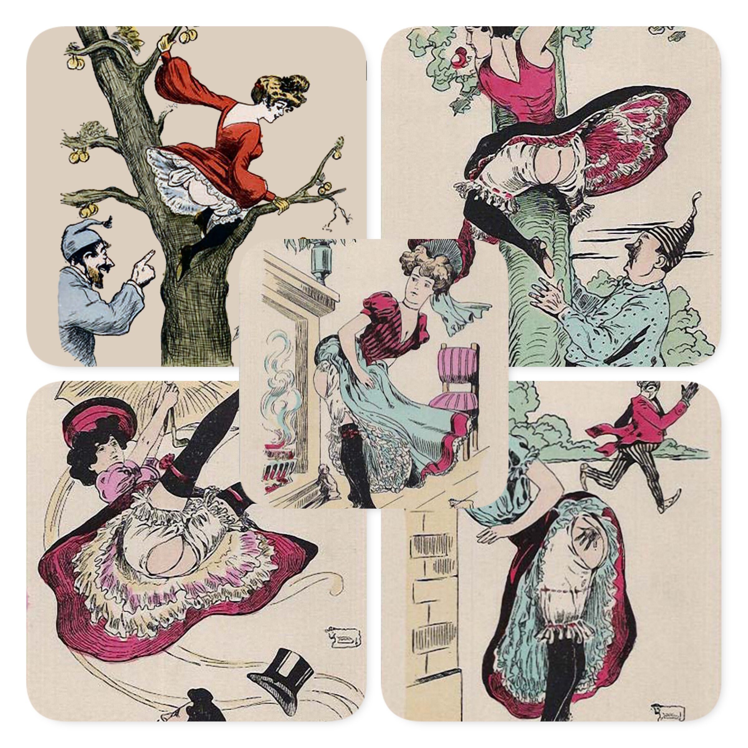 French Risque Drawings Images Postcards Set of 5 1900s. | Etsy