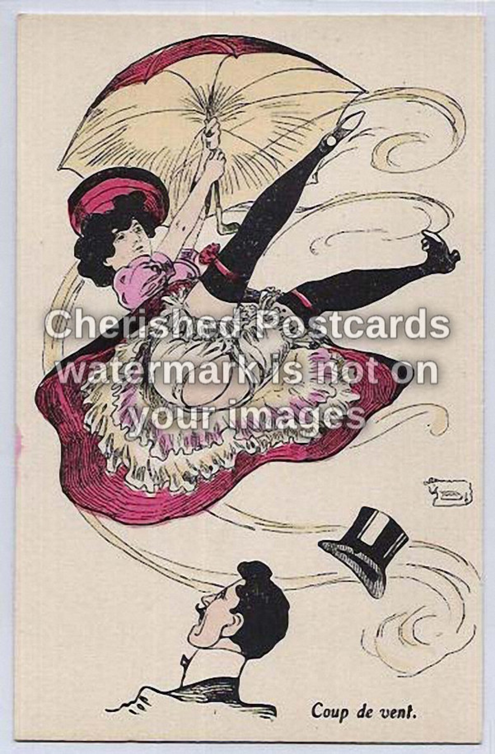 French Risque Drawings Images Postcards Set of 5 1900s. | Etsy