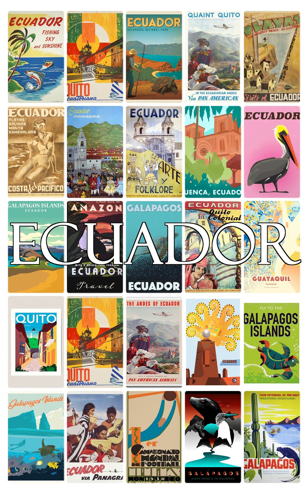 Ecuador Vintage Posters Postcard Blank on the Back Ideal for - Etsy