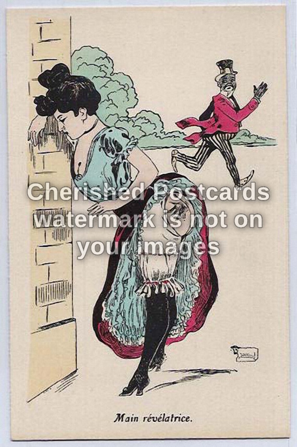 French Risque Drawings Images Postcards Set of 5 1900s. | Etsy