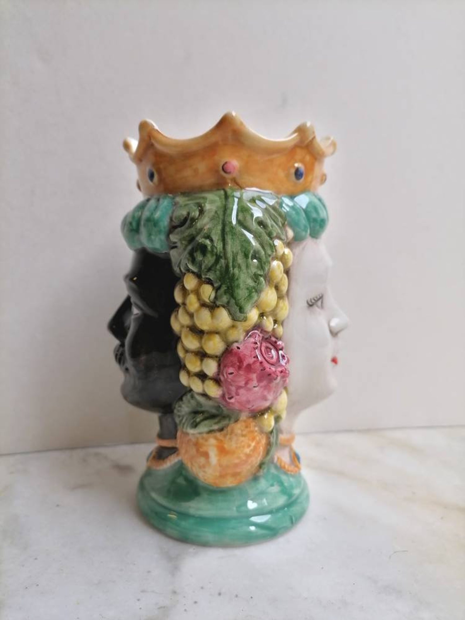 Sicilian Double-sided Head Vase, Sicilian "teste Di Moro", Moorish Head ...