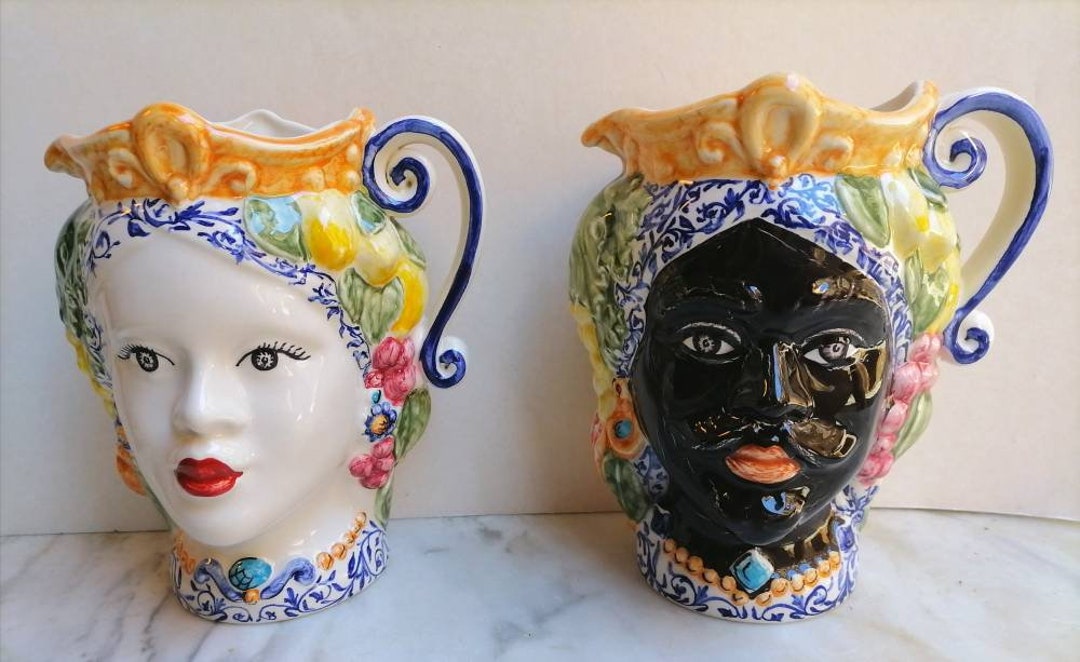 Sicilian Head Jugs, Sicilian Heads H 20 Cmmoor Heads - Etsy