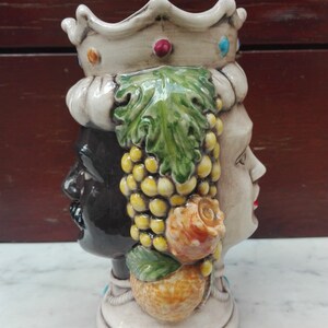 Sicilian Double Sided Head Vase Dark Brown - Etsy