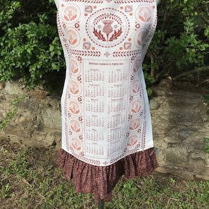 Apron, Repurposed 1984 Vintage Calendar, Brown Floral - Etsy