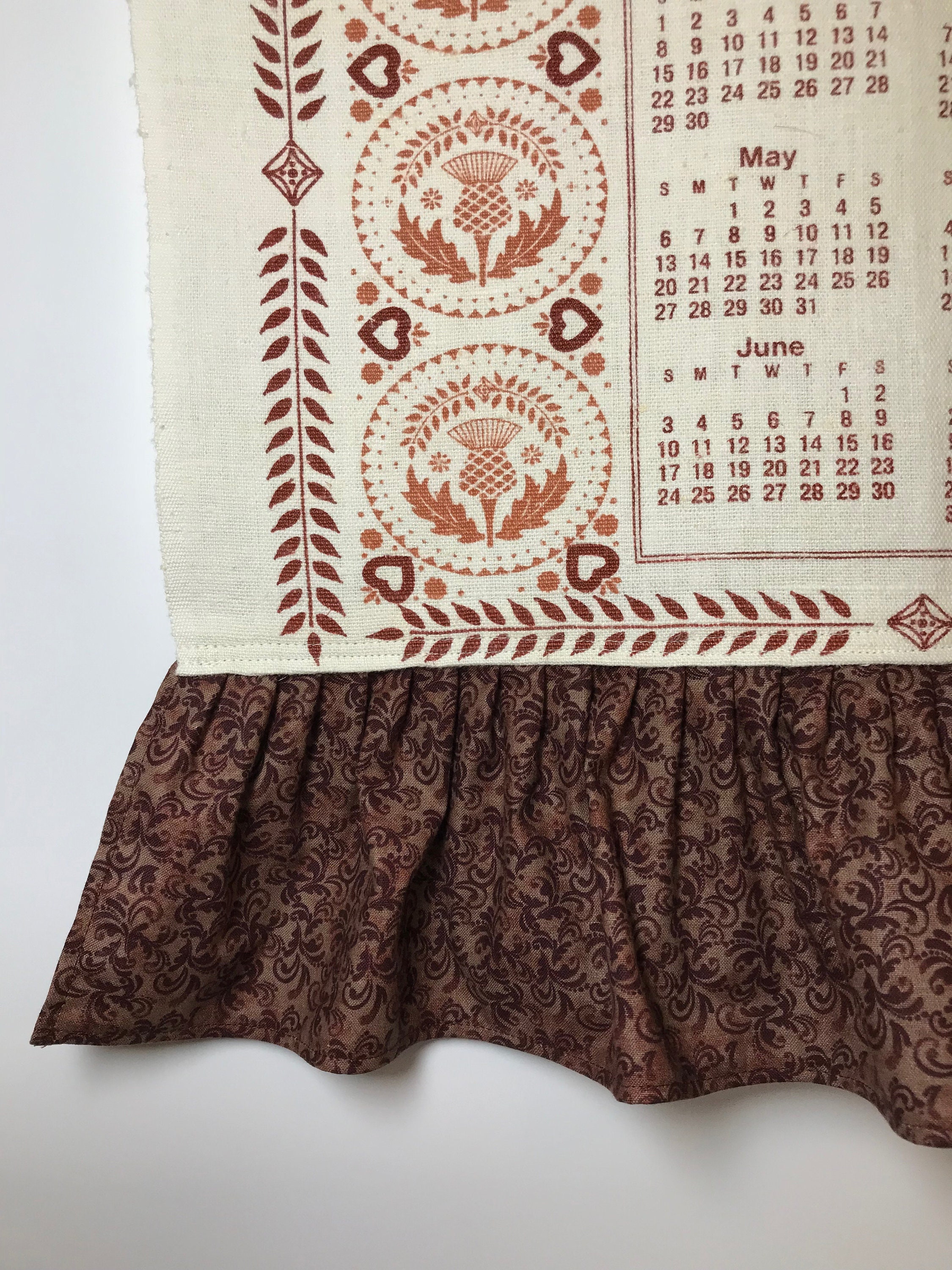 Apron, Repurposed 1984 Vintage Calendar, Brown Floral - Etsy