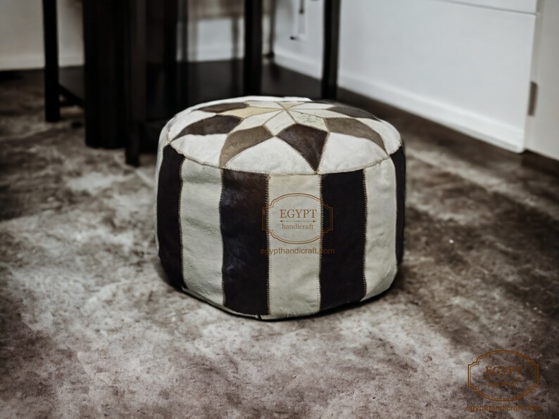 Genuine Cow Hide Pouf Cow Hide Pouf and Rug Se Cowhide Footstool and ...