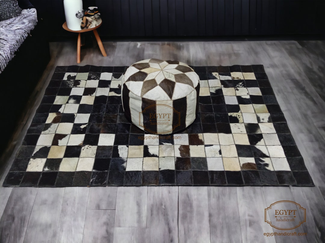 Genuine Cow Hide Pouf Cow Hide Pouf and Rug Se Cowhide Footstool and ...