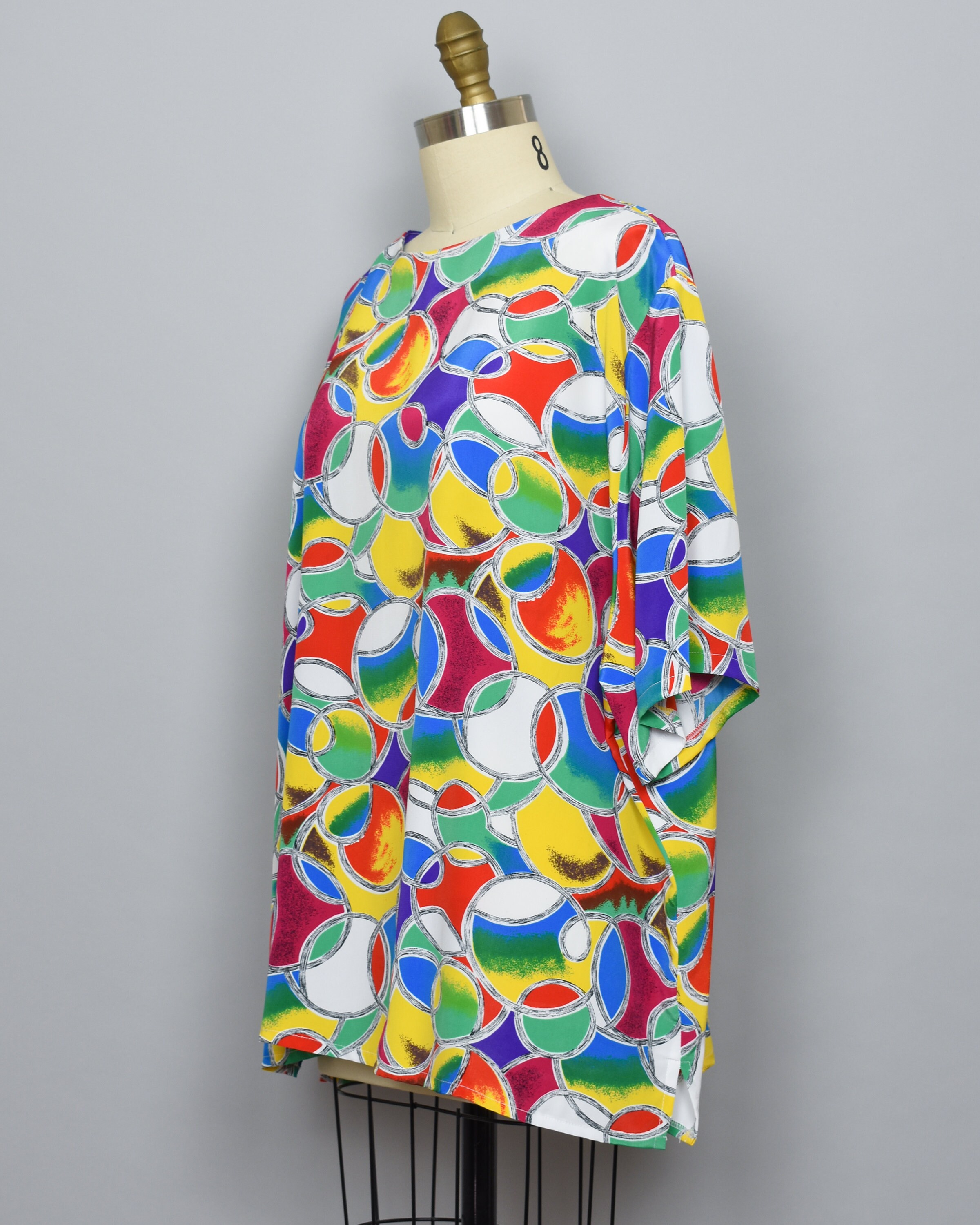 1980s MOLLY Vintage Top 4XL-5XL Rainbow Abstract Print Short Sleeve 80s ...