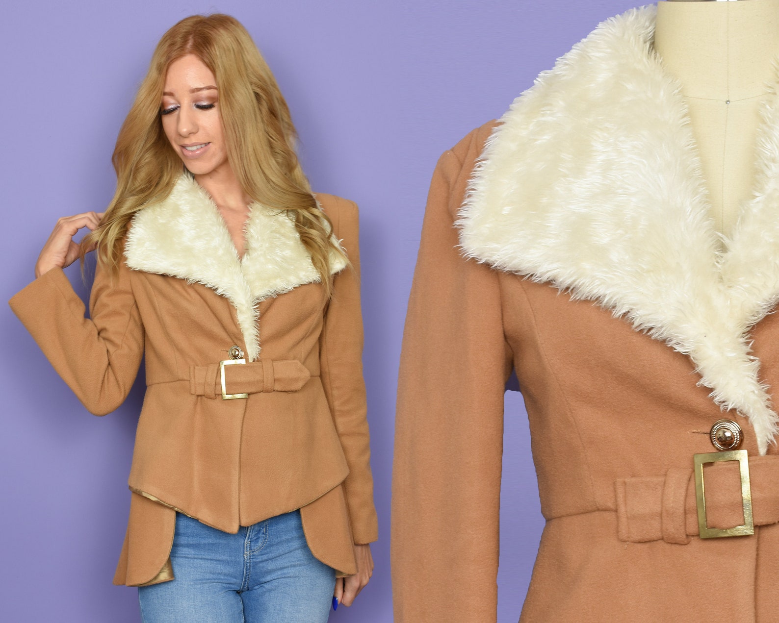 1980s 'uptown Girl' Vintage Jacket XS Camel Faux - Etsy Australia