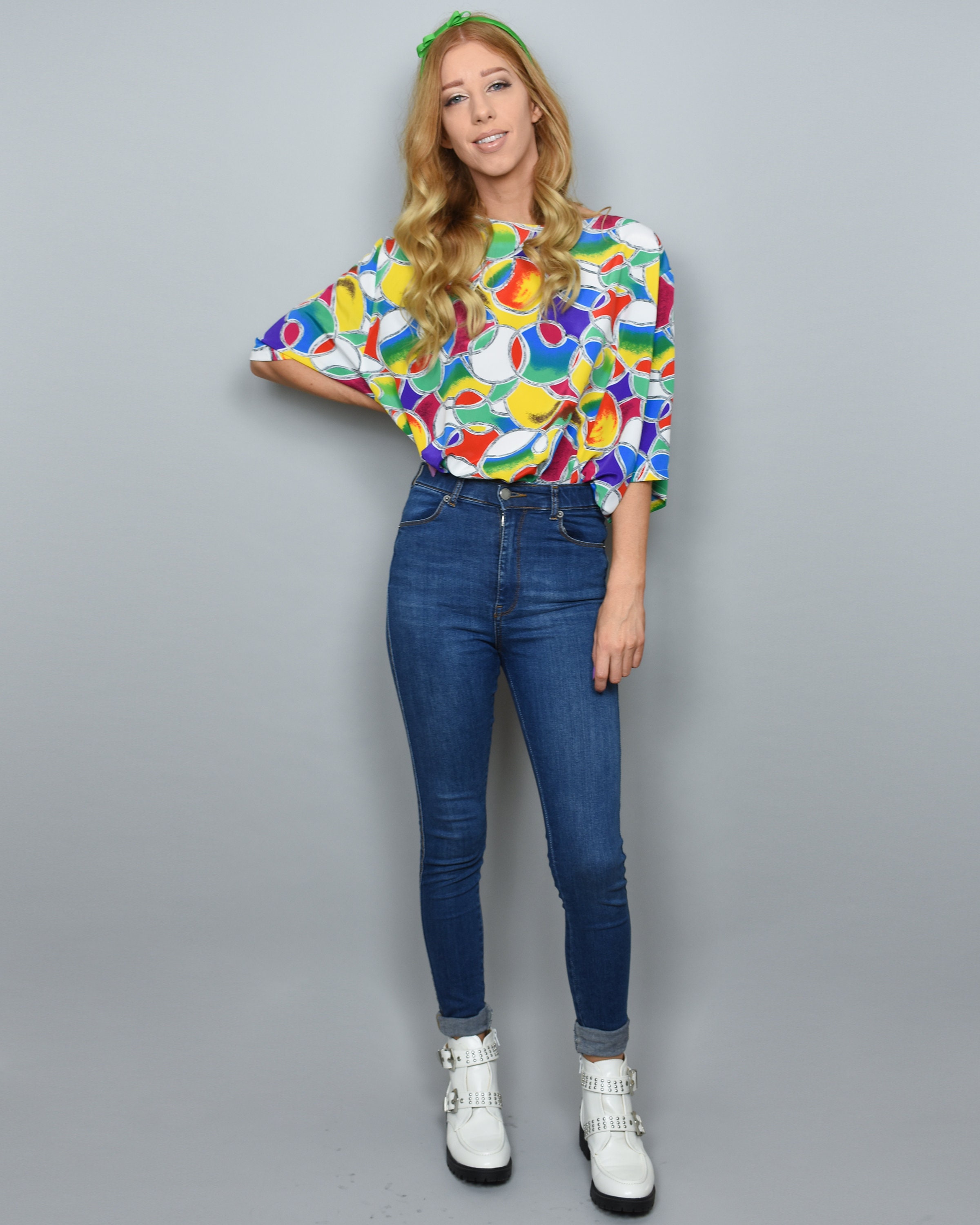 1980s 'molly' Vintage Top 4XL-5XL Rainbow Abstract - Etsy Australia