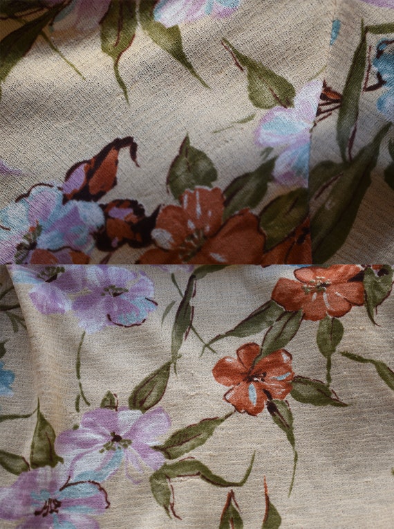 1970s NEW CHAPTER Vintage Dress S Beige Floral Print … - Gem