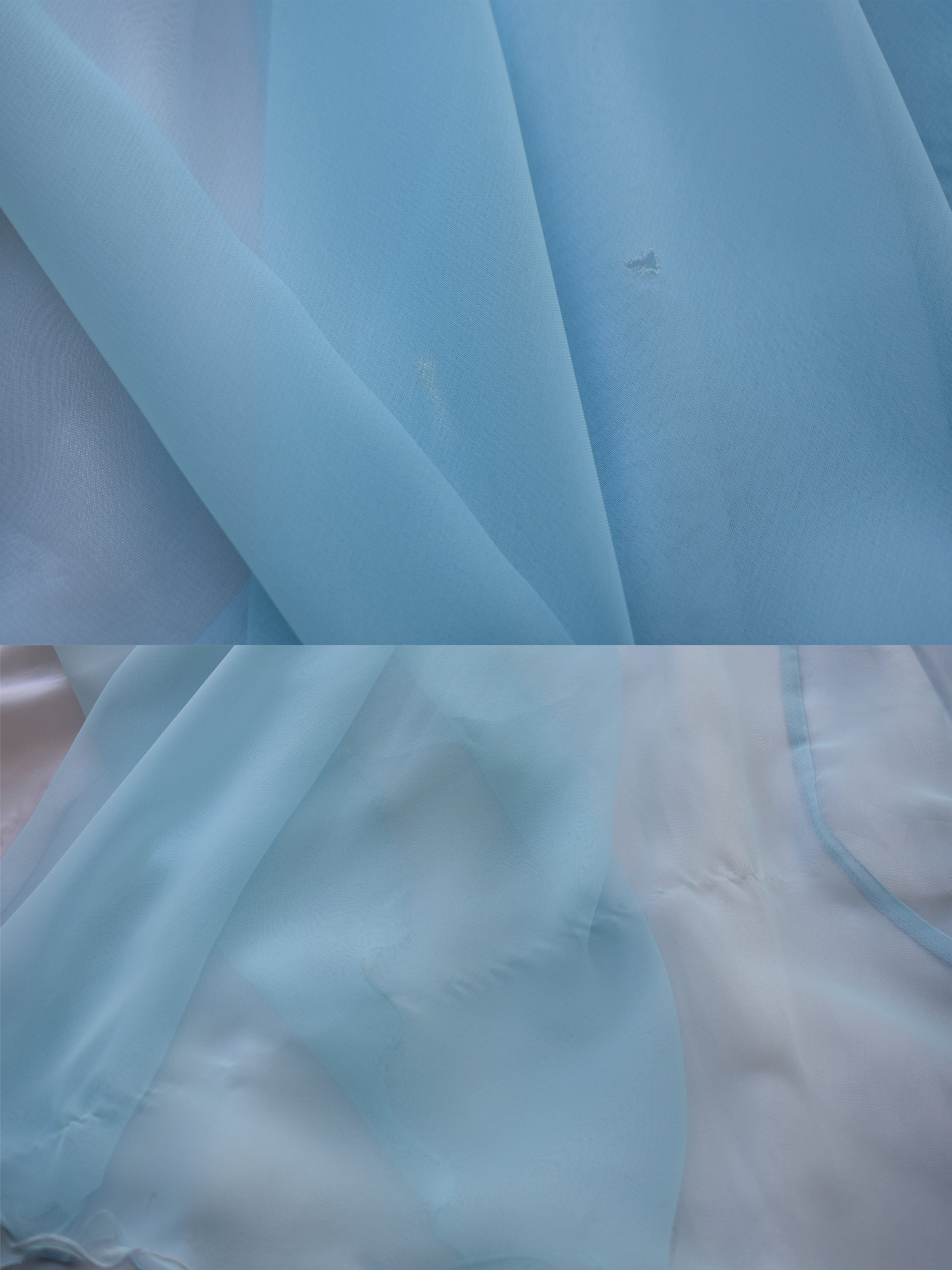 1980s PROM QUEEN Vintage Dress XS Baby Blue Chiffon Long Sheer Sleeve ...