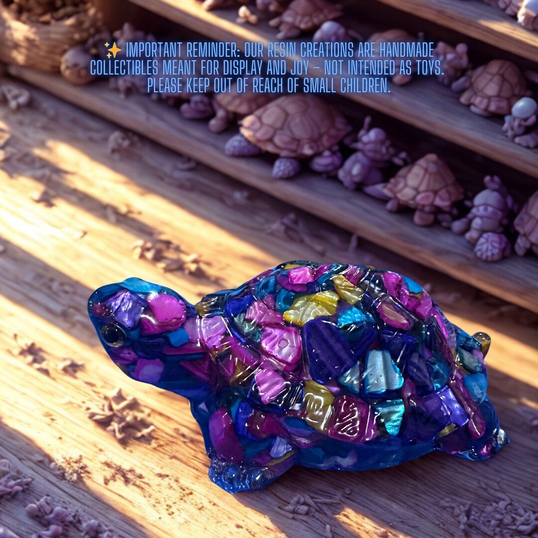 Vibrant Resin Turtle Figurine | Handmade Paperweight | Colorful Resin ...