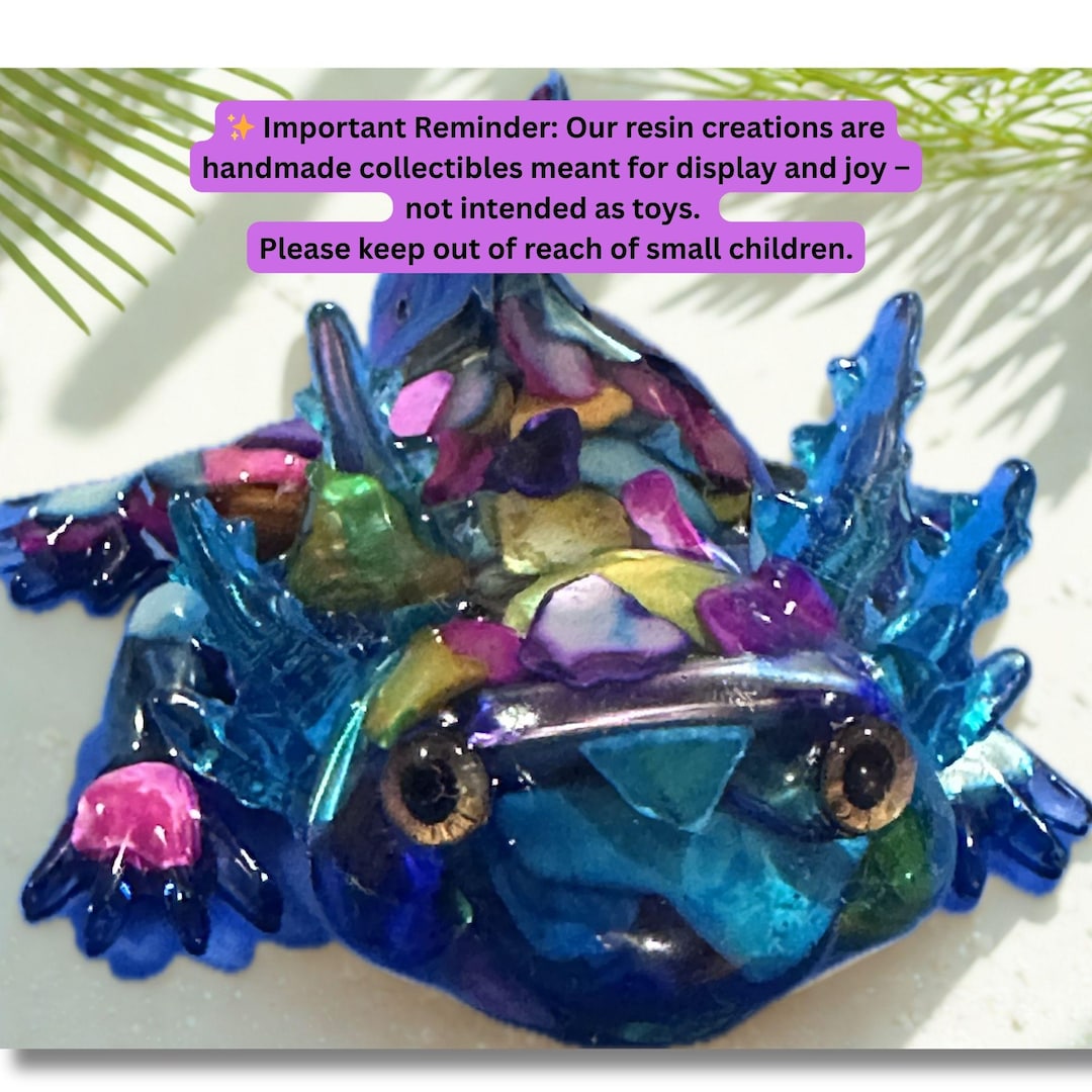 Whimsical Resin Axolotl Figurine: Shell Chip Fantasy Pet, Cottagecore ...