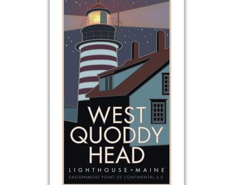 West Quoddy Head Light Maine Lighthouse Art Graphic Art Print - Etsy
