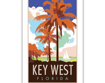 Key West Florida Travel Repro Poster Beach Retro Art Deco Print 041 - Etsy