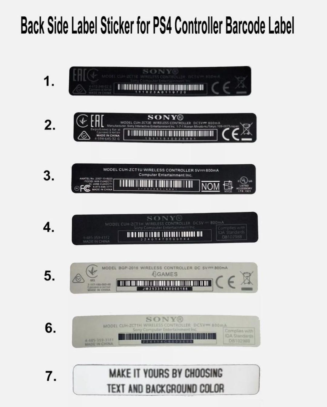 PS4 Controller Barcode Label Back Barcode Sticker Decal Personalized ...