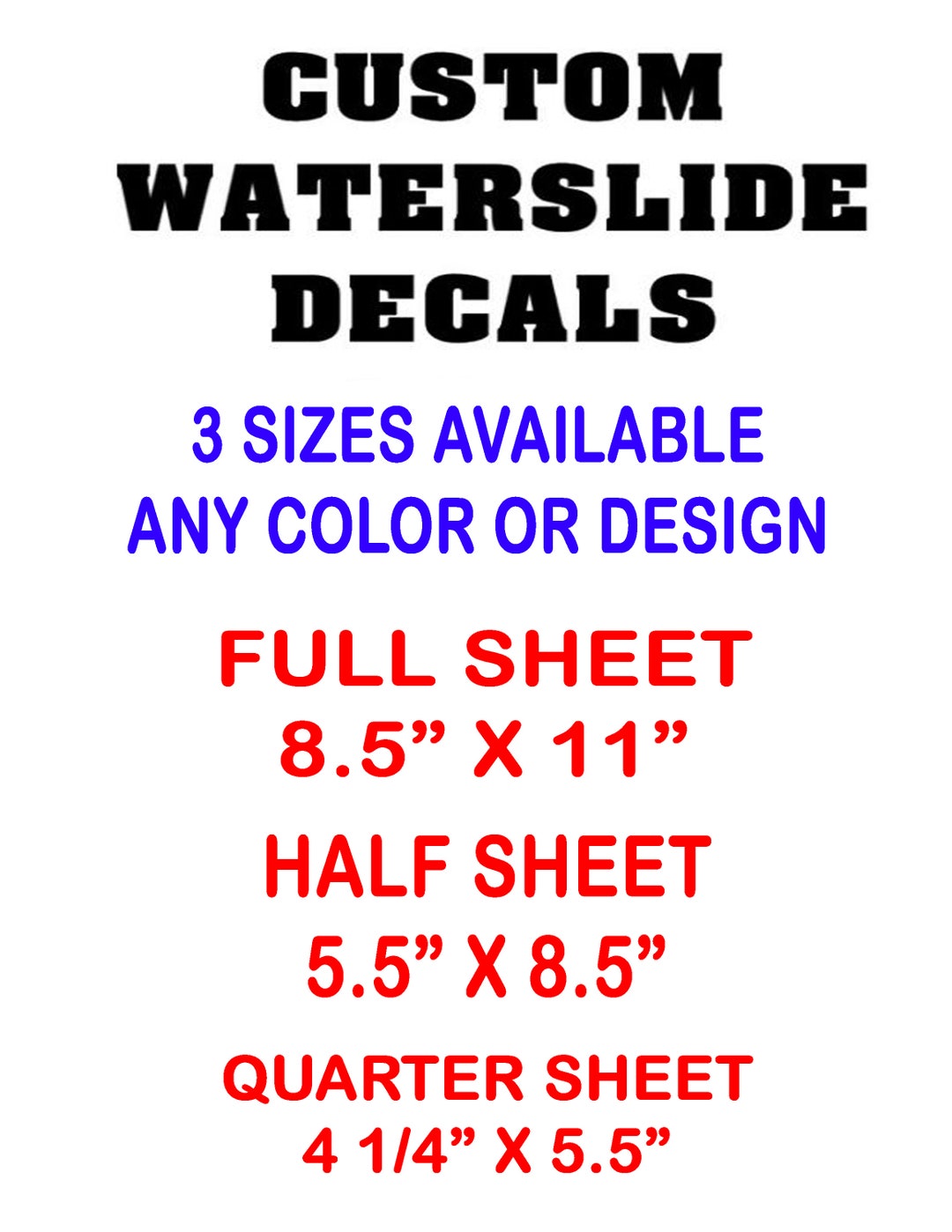 Custom Personalized Waterslide Decal Made to Order Hotwheels, Models ...