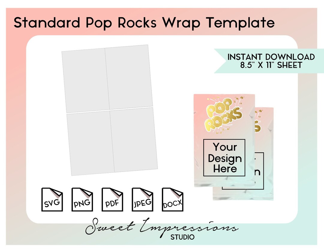 Popping Candy Wrapper Template | Blank Template | Svg, Png,pdf, Jpeg ...