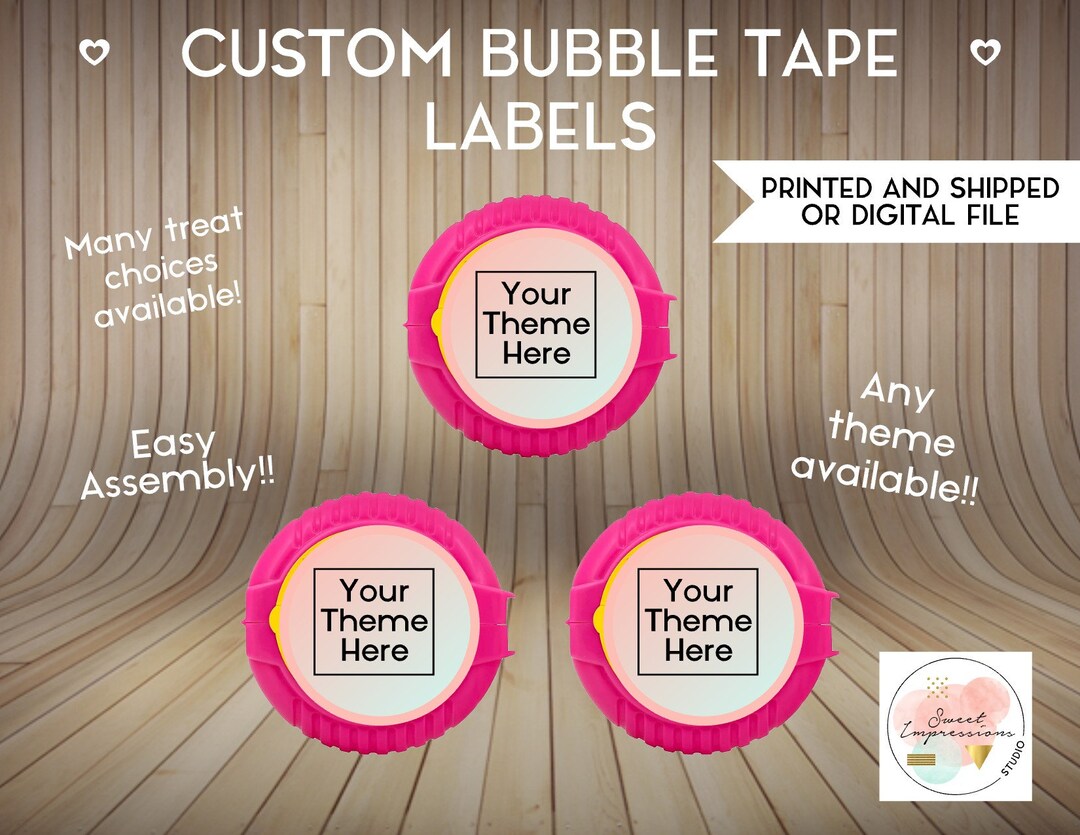 Bubble Tape Gum Labels | Custom Prints or Digital File | Birthday, Baby ...