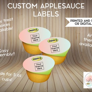 Custom Applesauce Cups Labels Prints or Digital File Birthday, Baby ...