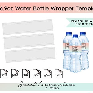 Water Bottle Wrapper Template | Blank Template | Svg, Png,pdf, Jpeg ...