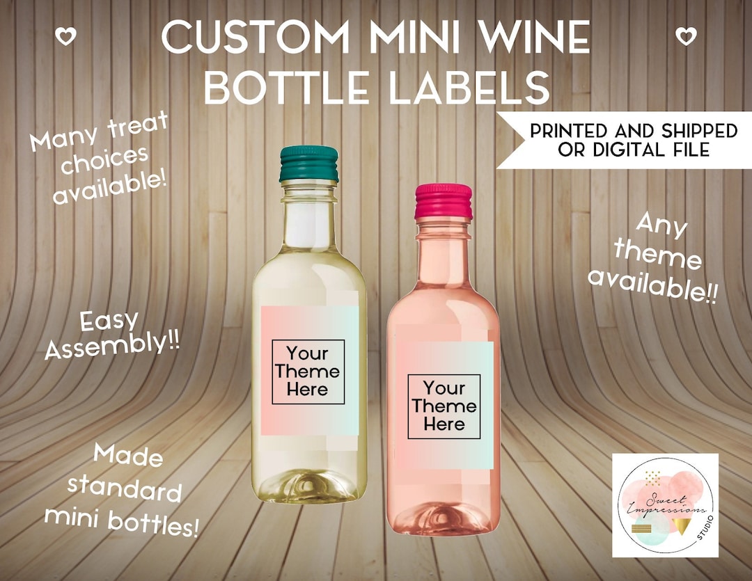 Custom Mini Wine Bottle Label Prints or Digital File Labels Birthday ...