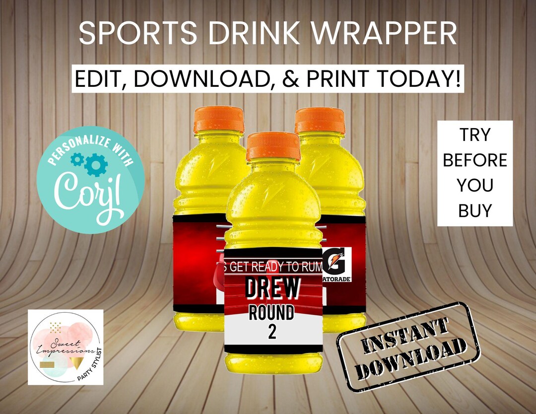 Boxing Ring | Sports Drink Wrapper | EDITABLE | Instant Access | Party ...