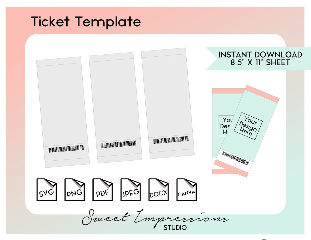 Ticket Template | Blank Template | Svg, Png,pdf, Jpeg, Docx, Canva ...