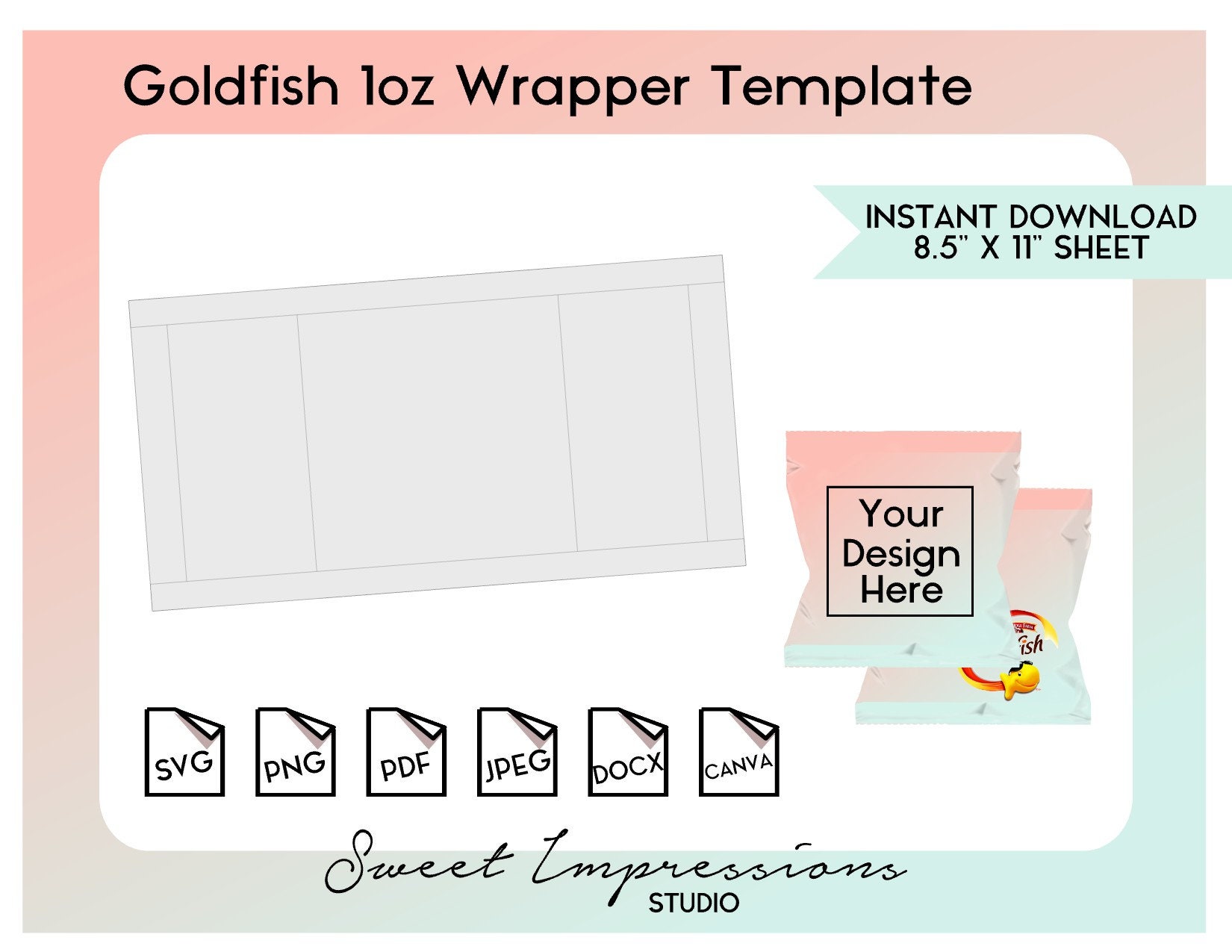 Goldfish Snack Wrapper Template | Blank Template | Svg, Png,pdf, Jpeg ...