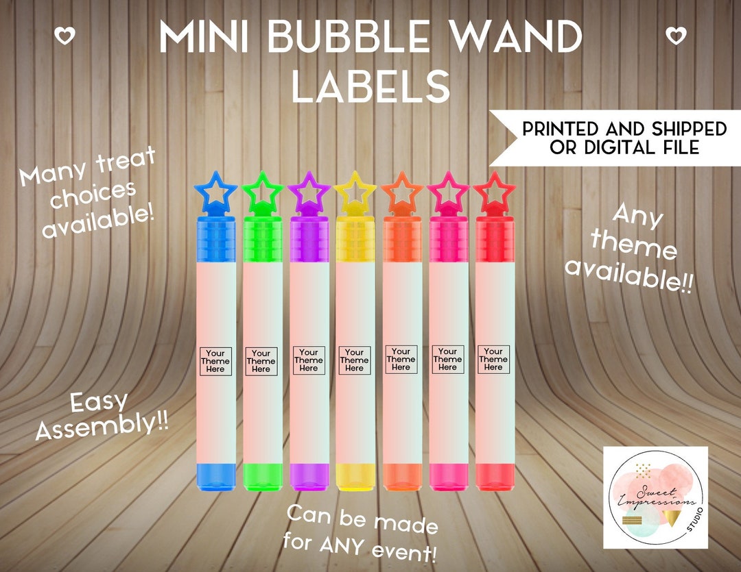 Custom Mini Bubble Wand Label Prints or Digital File Birthday, Baby ...