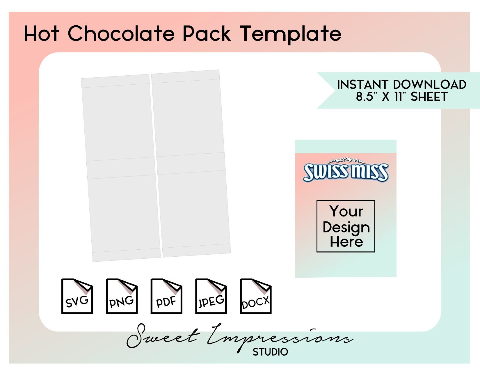 Hot Chocolate Package Template | Blank Template | Svg, Png,pdf, Jpeg ...