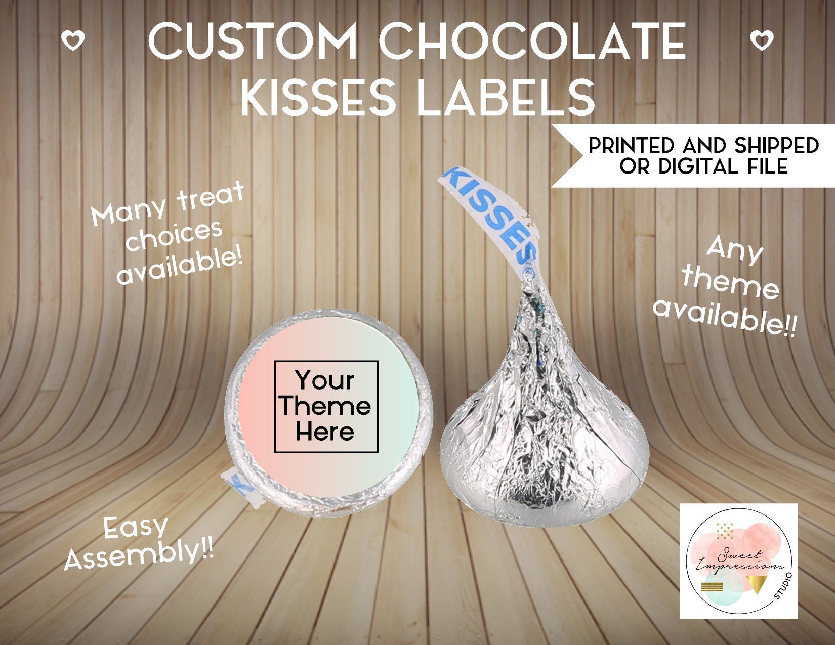 Chocolate Kisses Label | Custom Prints or Digital File | Birthday, Baby ...