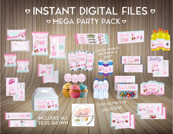 Sweet One Mega Party Pack INSTANT DOWNLOAD Party Treats 20 - Etsy