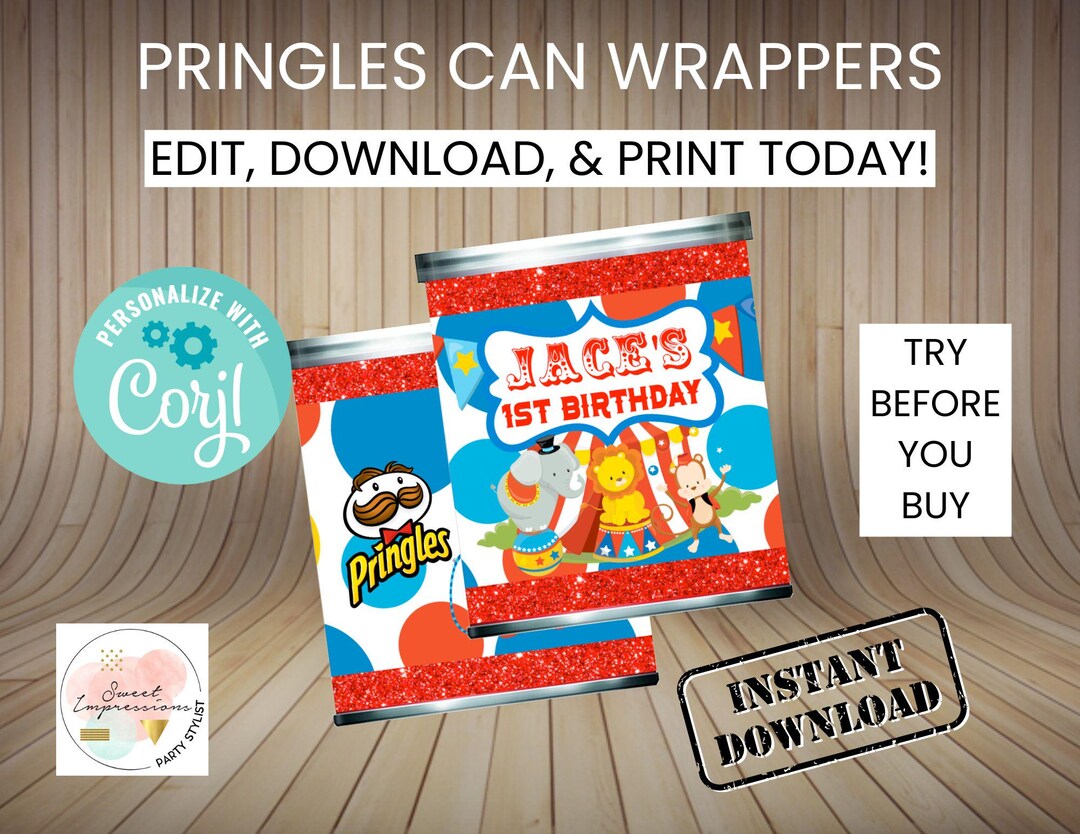 Circus Carnival Pringles Can Wrapper | EDITABLE | Instant Access ...