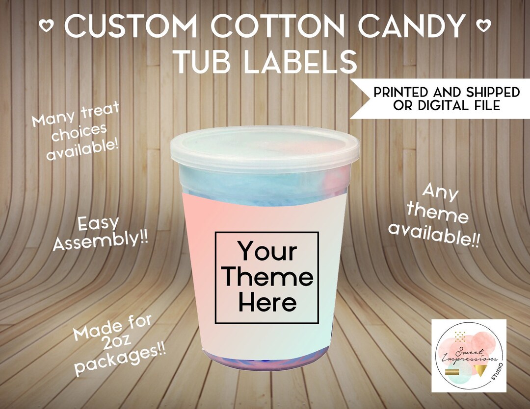 Custom Cotton Candy Tub Label Prints or Digital File Birthday, Baby ...