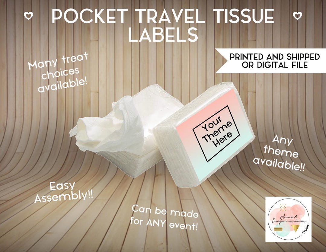Mini Travel Tissue Printed Labels or Digital File | Pocket Tissues ...