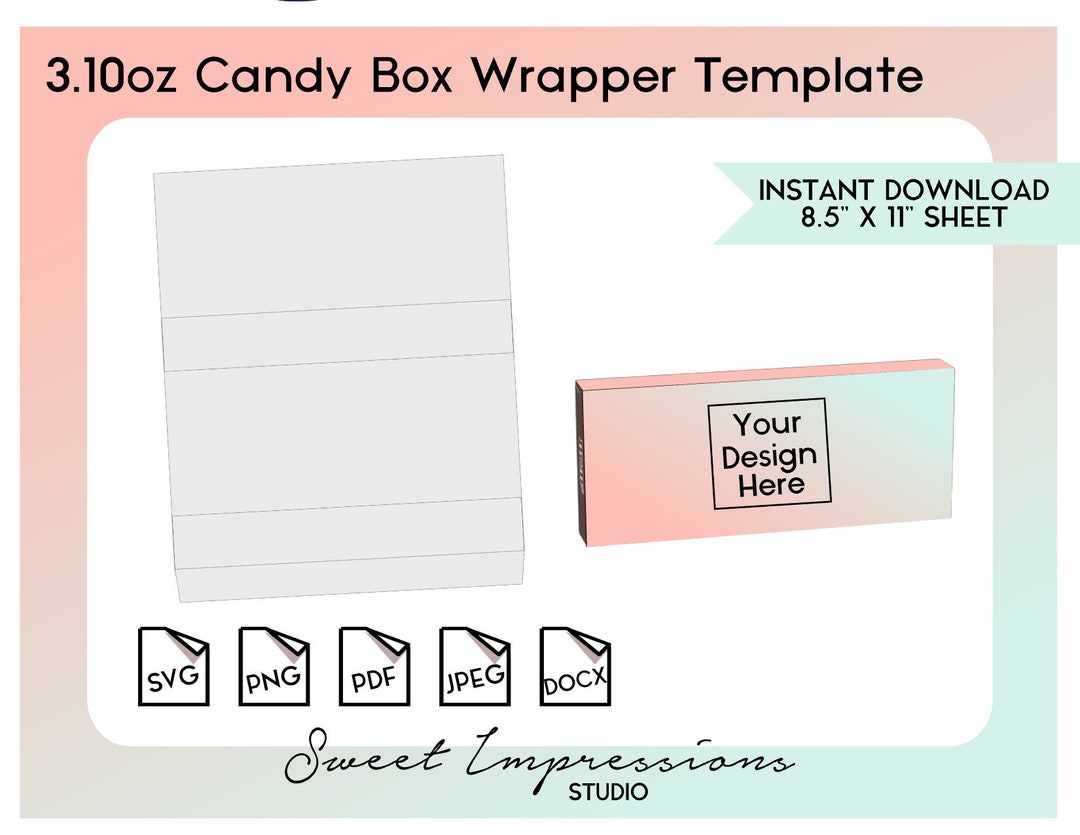 Movie Candy Box Wrapper Template | Blank Template | Svg, Png,pdf, Jpeg ...