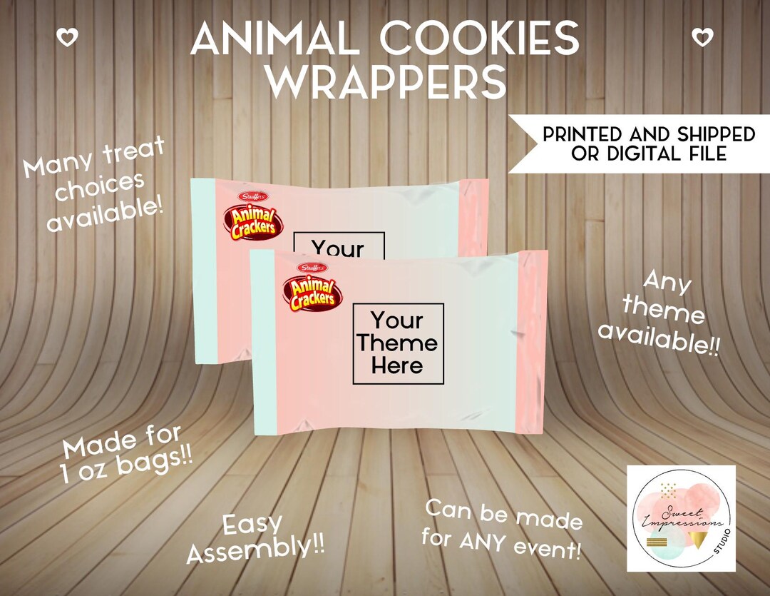 Animal Cookies Wrapper Prints or Digital File | Birthday, Baby Shower ...