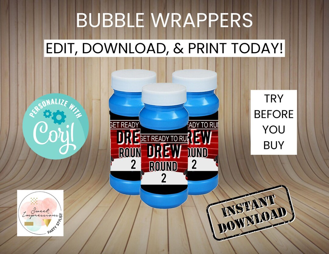 Boxing Ring | Bubbles Wrapper | EDITABLE | Instant Access | Party ...