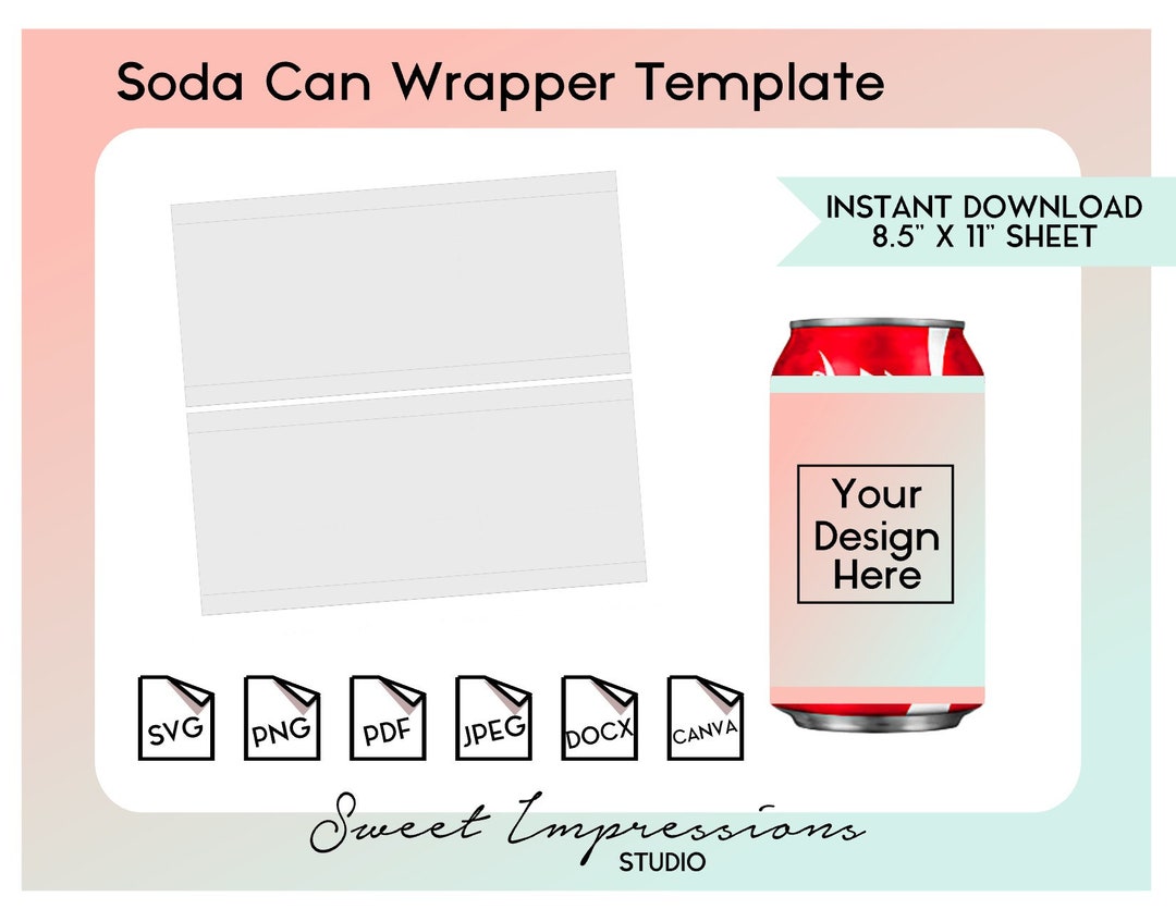 Soda Can Wrapper Template | Blank Template | Svg, Png,pdf, Jpeg, Docx ...