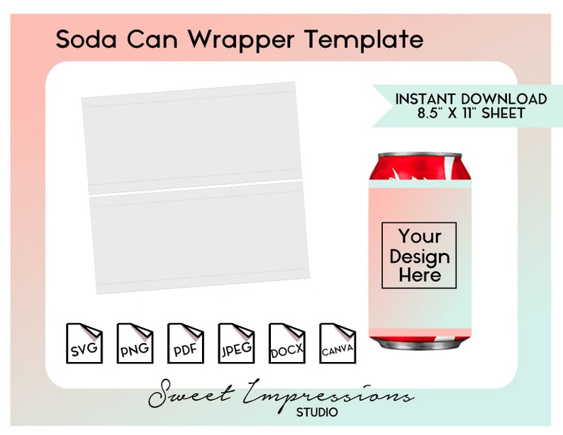 Soda Can Wrapper Template Blank Template Svg, Png,pdf, Jpeg, Docx ...