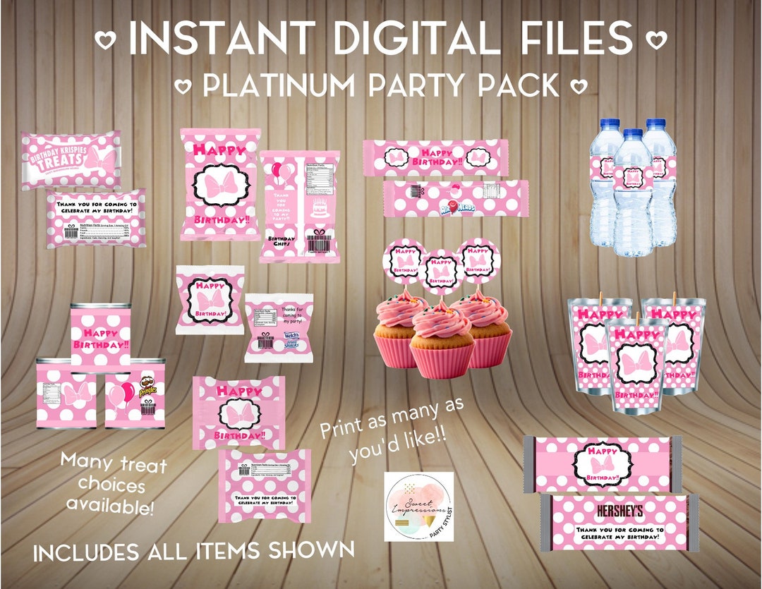Pink Polka Dot and Bow Platinum Party Pack INSTANT DOWNLOAD Party ...