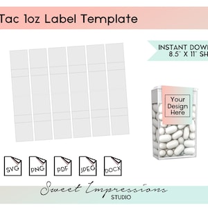Tictac Label Template | Blank Template | Svg, Png,pdf, Jpeg, Docx ...