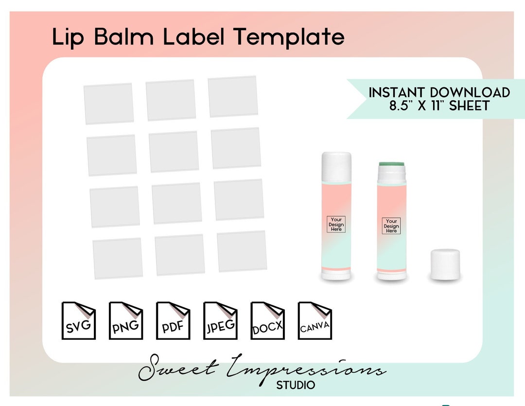 Lip Balm Label Template | Blank Template | Svg, Png,pdf, Jpeg, Docx ...